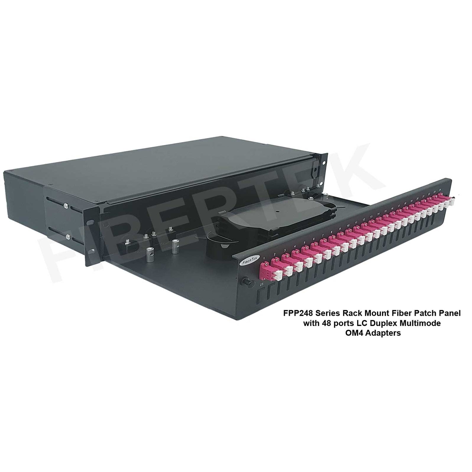 FPP248 Series 2U LC Duplex Fiber Optic Patch Panel — FiberTek Fiber Shop